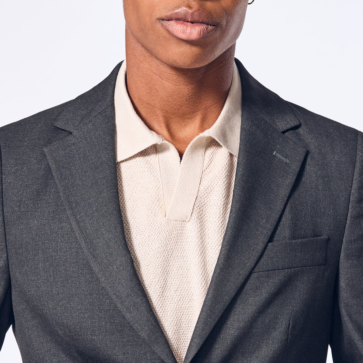 Androgynous Cream Knit Johnny Collar Polo | Kirrin Finch